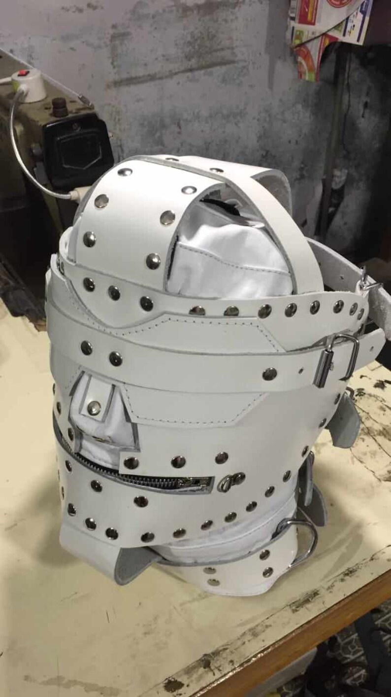 Genuine Leather Locking Harness Mask, Sensory Deprivation , Bondage ...