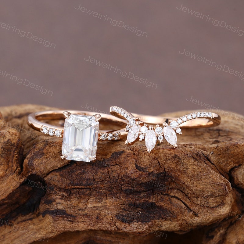 Unique Wedding Ring Set - Etsy