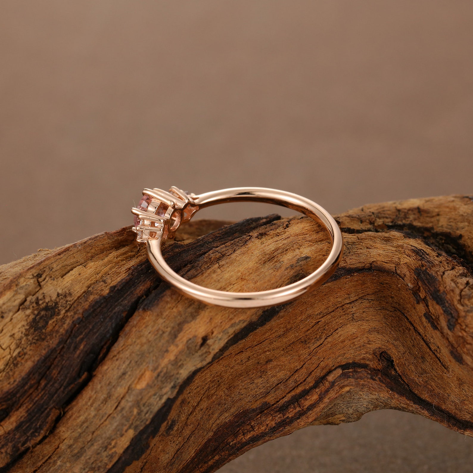 Morganite Engagement Ring Rose Gold Diamond Cluster Ring - Etsy