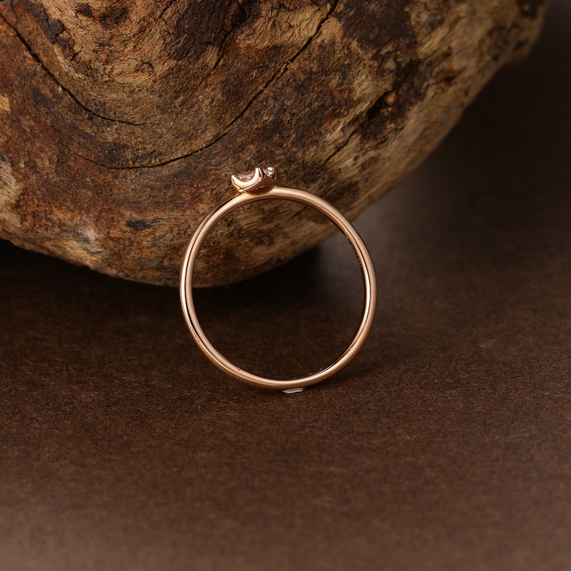 Diamond Ring Simple Engagement Ring Rose Gold Minimalist - Etsy