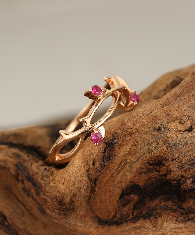 Unique Ruby Ring Delicate Twig Engagement Ring Statement Rings - Etsy