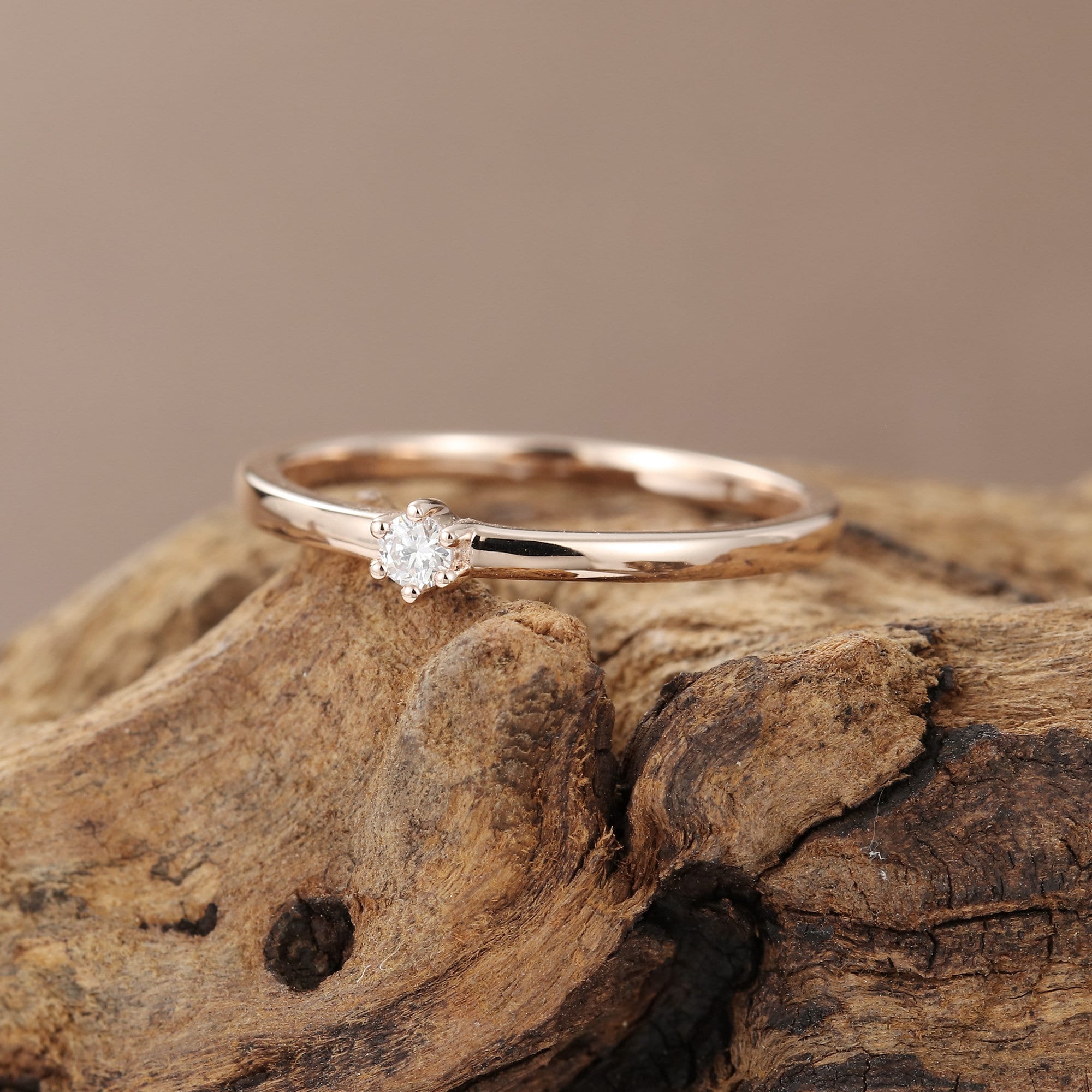 Minimalist Engagement Ring Diamond Simple Thin Dainty | Etsy