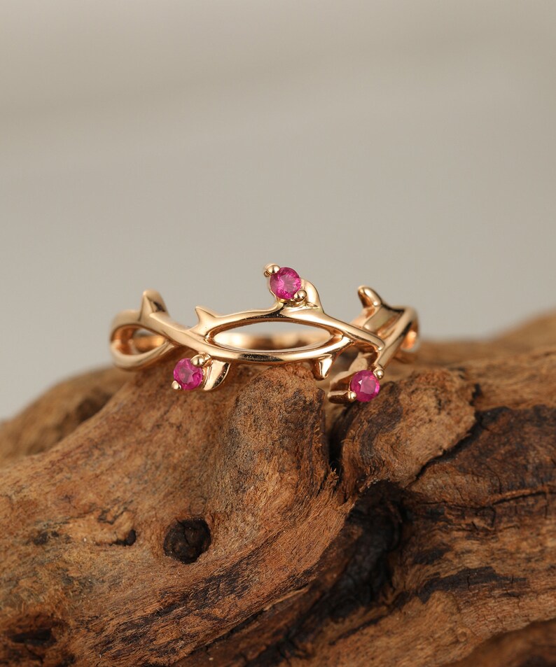 Unique Ruby Ring Delicate Twig Engagement Ring Statement Rings - Etsy