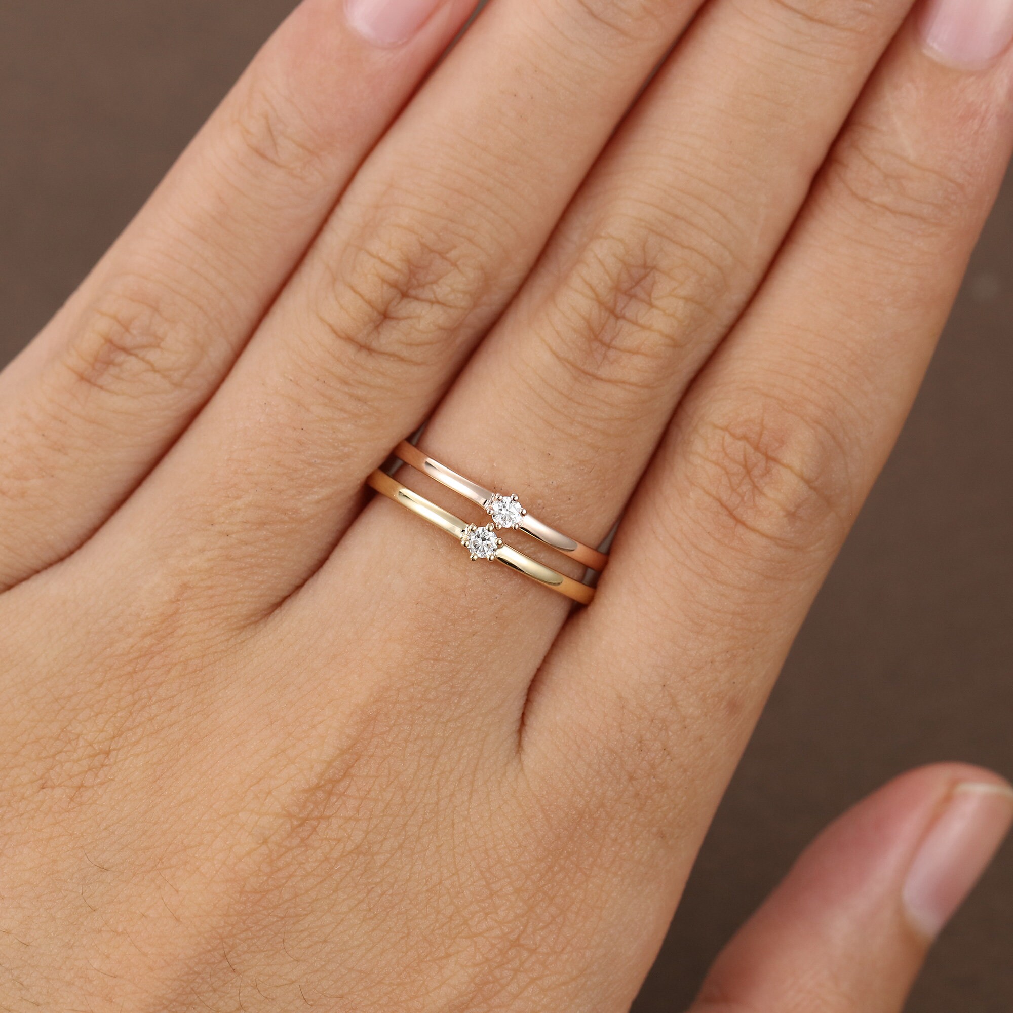Minimalist Engagement Ring Diamond Simple Thin Dainty - Etsy