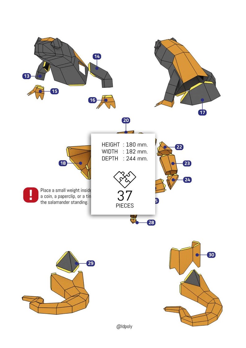 Salamander Papercraft | Printable PDF Template to Create Your Own 3D ...