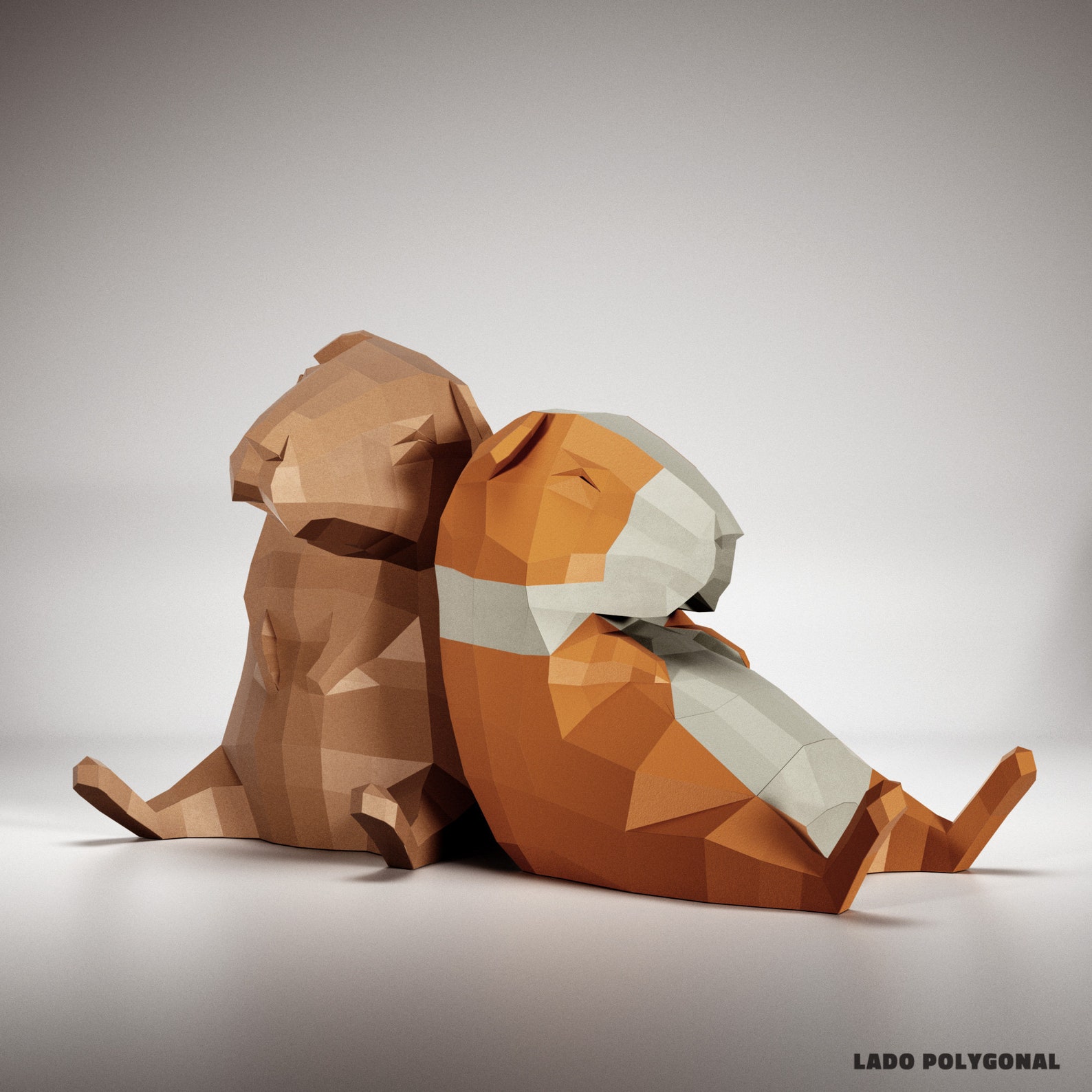 Sleeping guinea pigs Low poly papercraft DIY 3D paper | Etsy