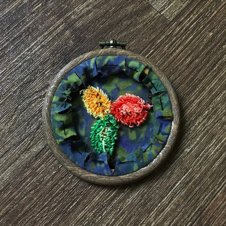 La naturaleza inspirada hecho a mano 3 Punch aguja bordado aro - Etsy ...