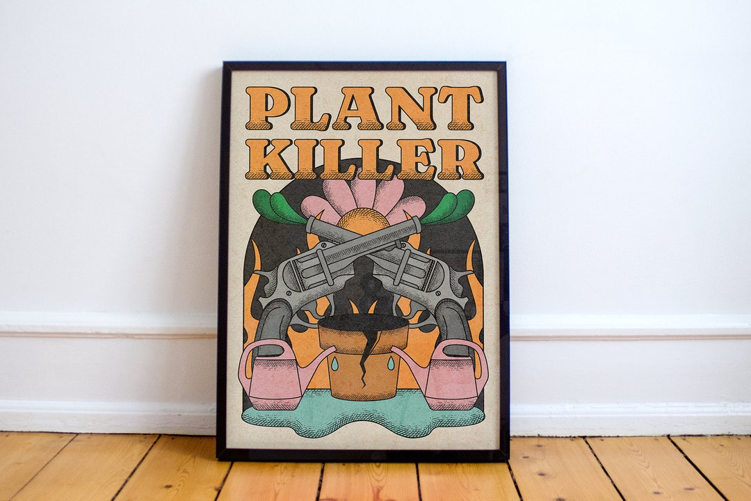 Plant Killer. Flower. Guns. Fire. Watering Can. Vintage .illustration ...