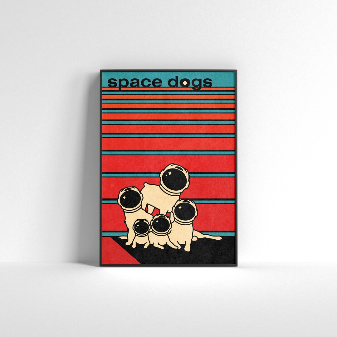 Dogs. Space Dogs. Cosmos. Retro Futuristic. Illustration Art. A2 Cm ...
