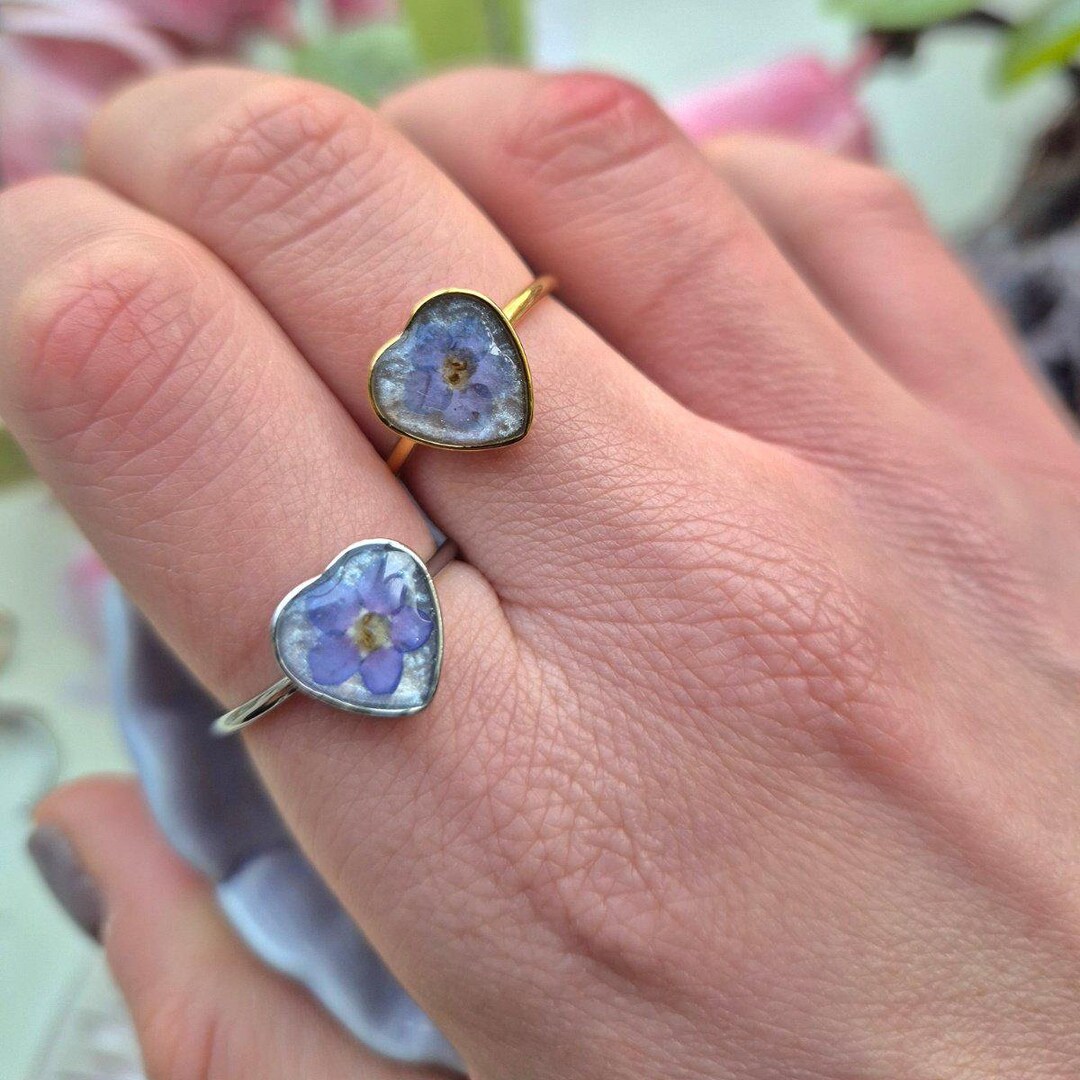 Forget Me Not Ring, Blue Flower Ring, Adjustable Flower Ring, - Etsy