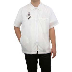 Classic Barber Jacket With Custom Name Logo Embroidery Barber Smock ...