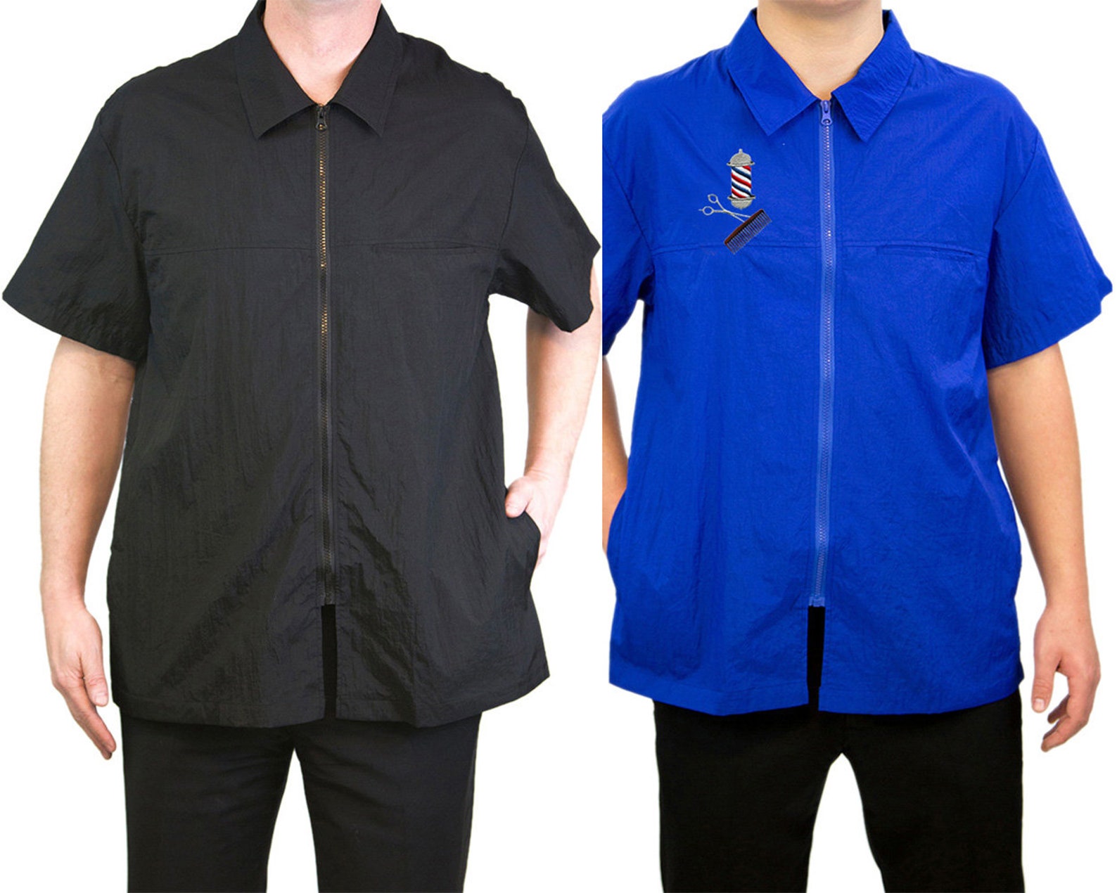 Classic Barber Jacket With Custom Name Logo Embroidery Barber Smock ...