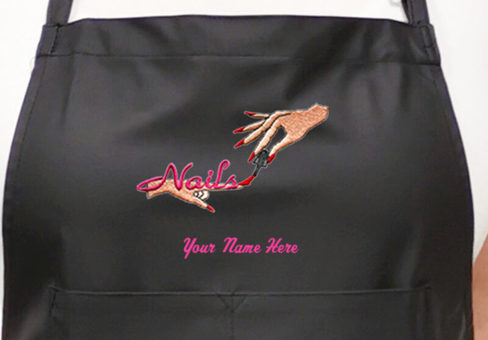 Short Vinyl Apron With Custom Name Logo Embroidery Nail Art | Etsy