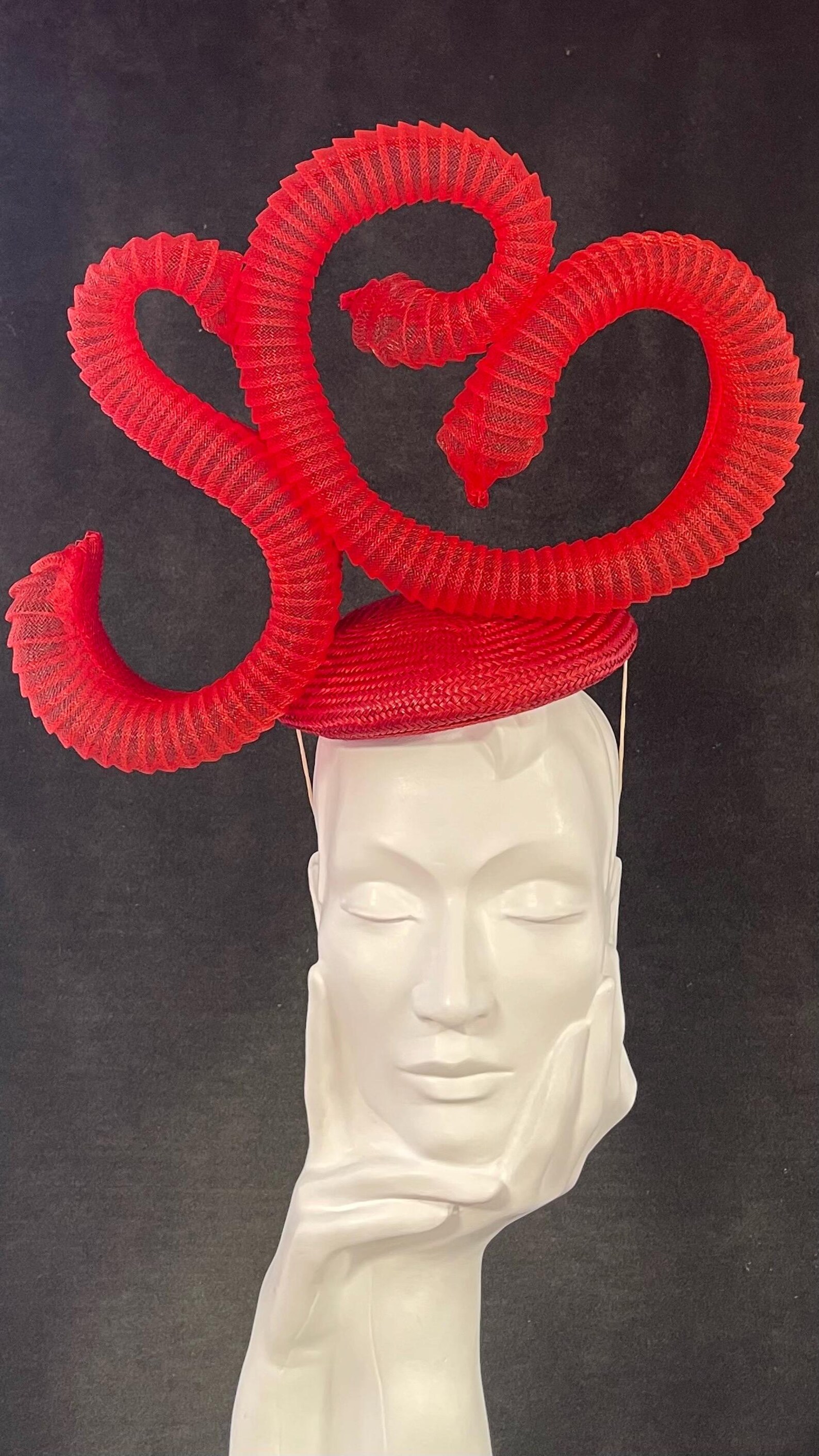 Red Pleated Crinoline Fascinator. Handmade. Fun Statement Piece for ...