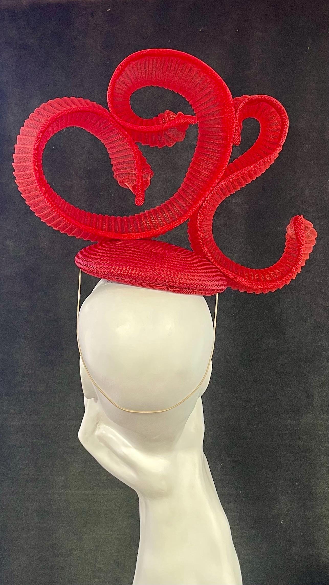 Red Pleated Crinoline Fascinator. Handmade. Fun Statement Piece for ...