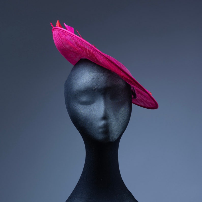 Pink Saucer Fascinator With Tonal Arrowhead Feathers for Weddings and ...