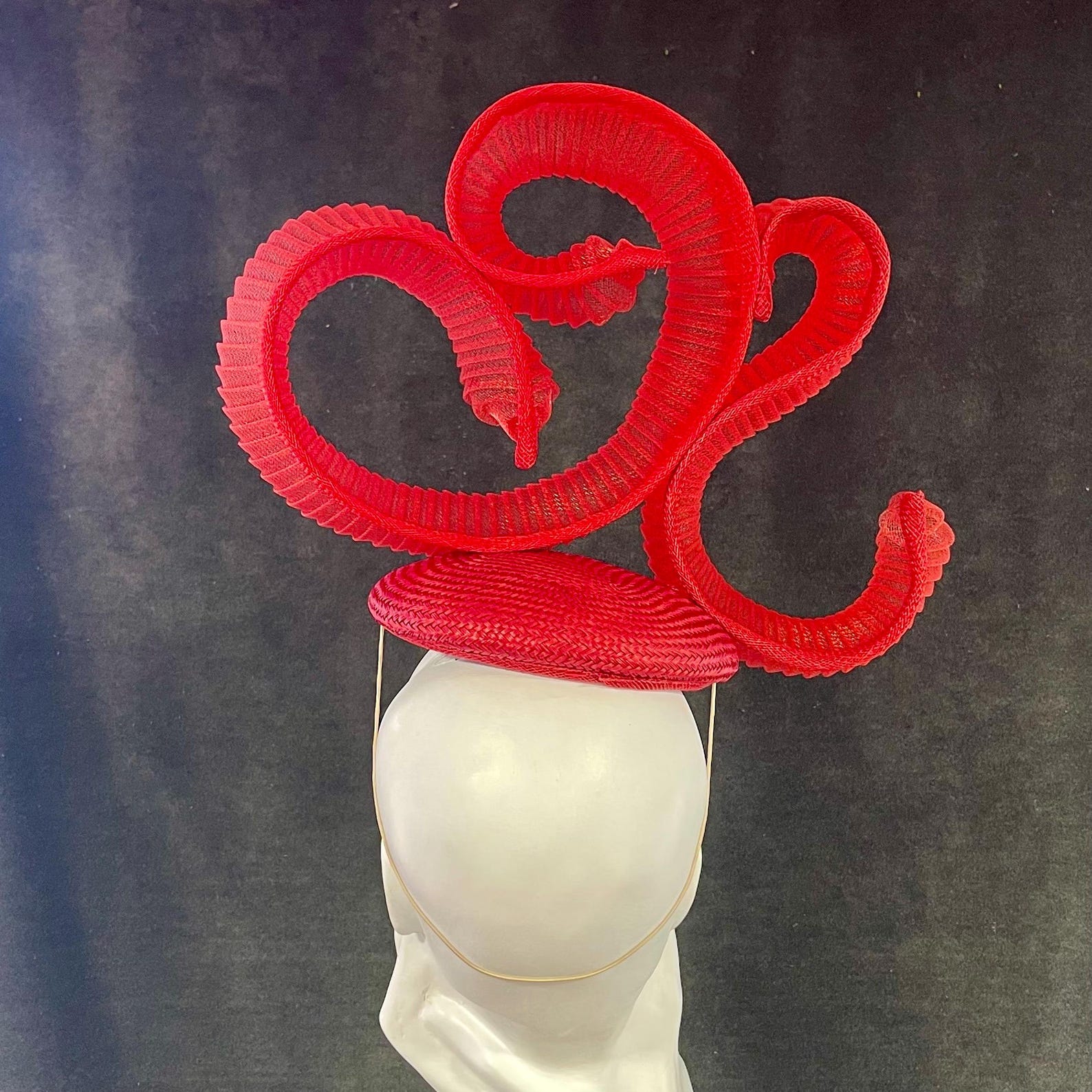 Red Pleated Crinoline Fascinator. Handmade. Fun Statement Piece for ...