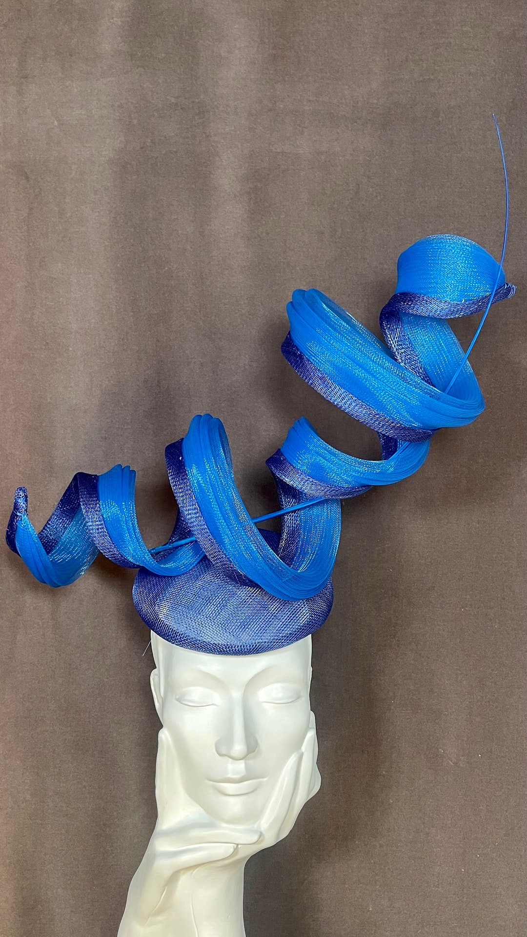 Unique Blue Coiled Fascinator Hat, Handmade Headpiece for Weddings and ...