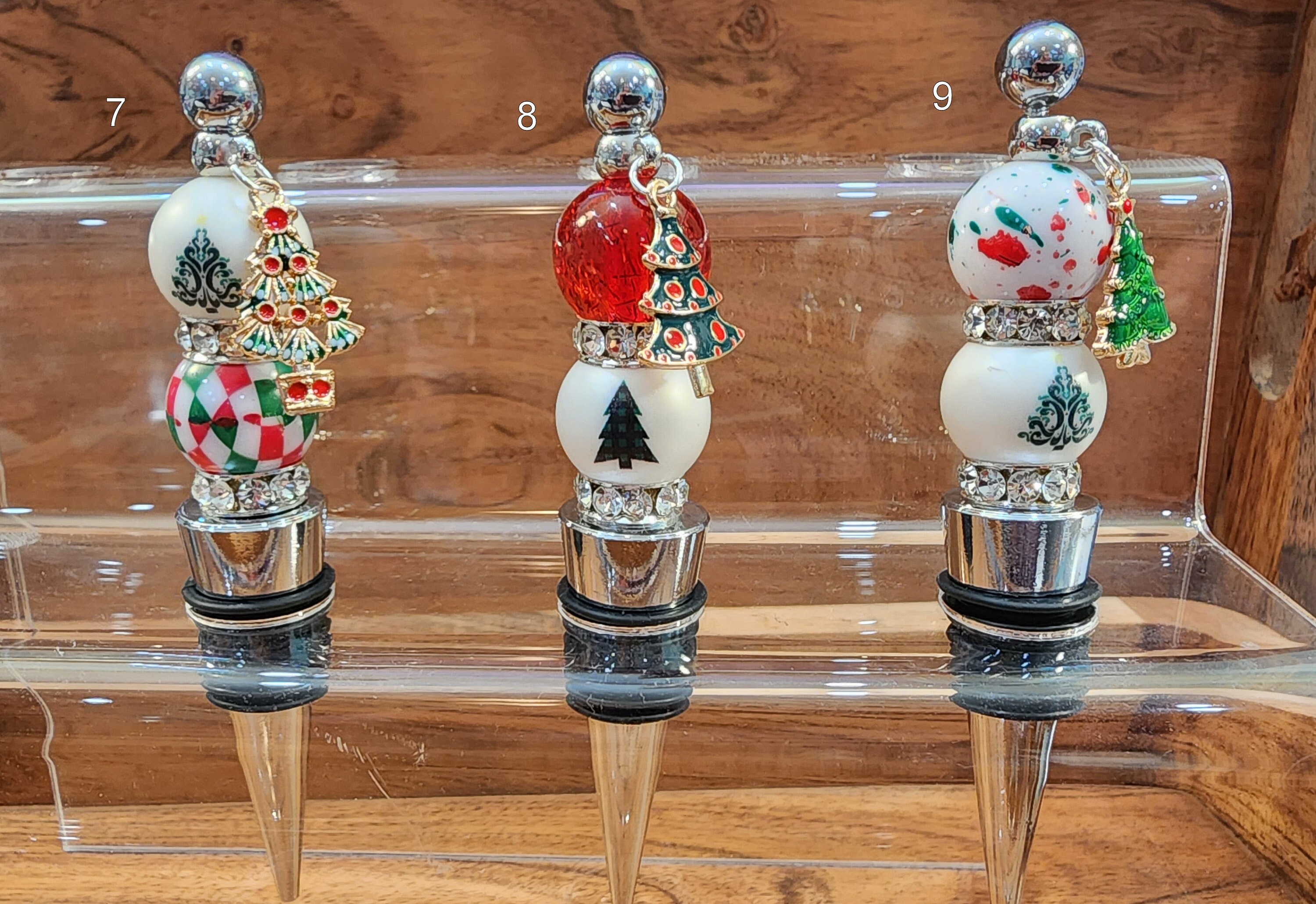 Christmas Wine Stopper, Snowman, Christmas Tree, Beaded Wine Stopper ...