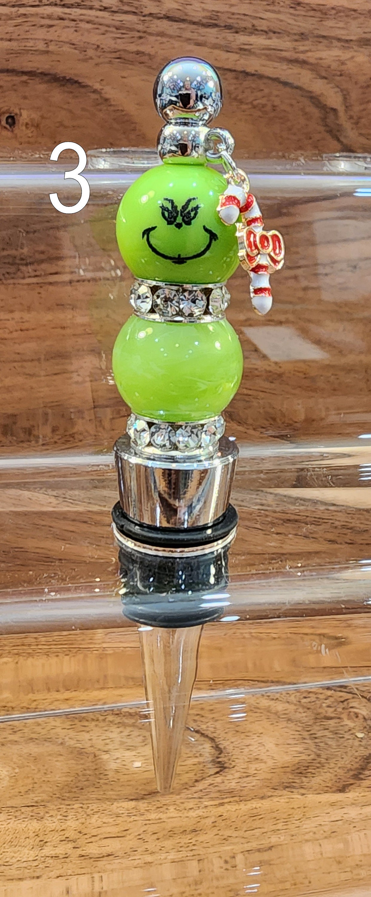 Grinch Christmas Wine Stopper, Snowman, Christmas Tree, Beaded Wine ...
