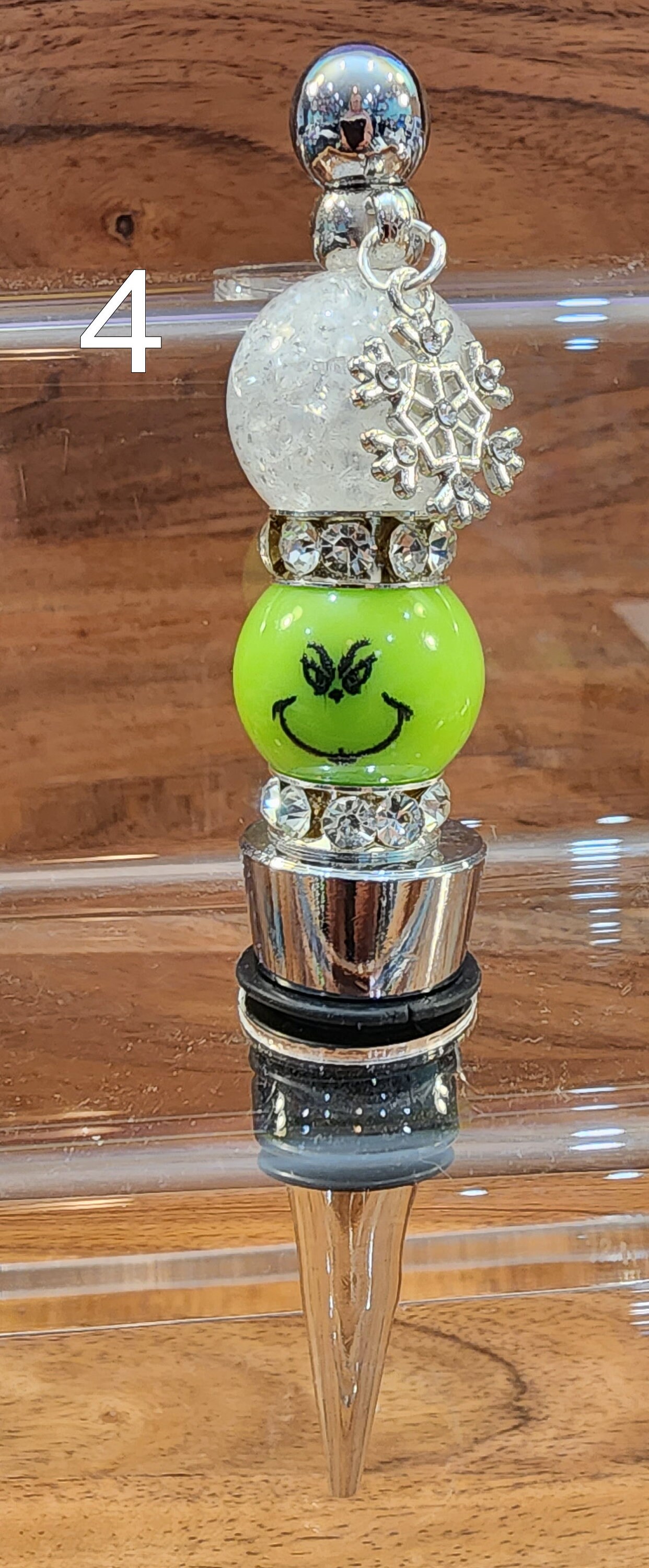 Grinch Christmas Wine Stopper, Snowman, Christmas Tree, Beaded Wine ...