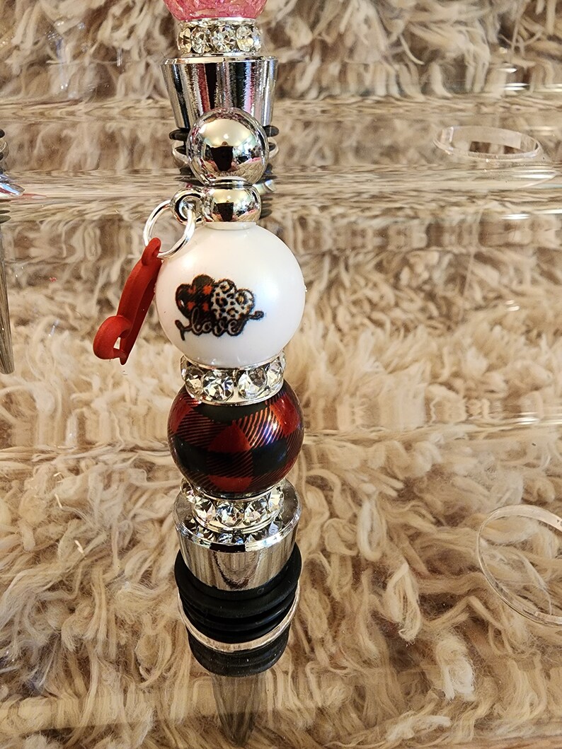 Valentines Beaded Wine Stopper, Wine Stopper, Bubblegum Bead, Animal ...