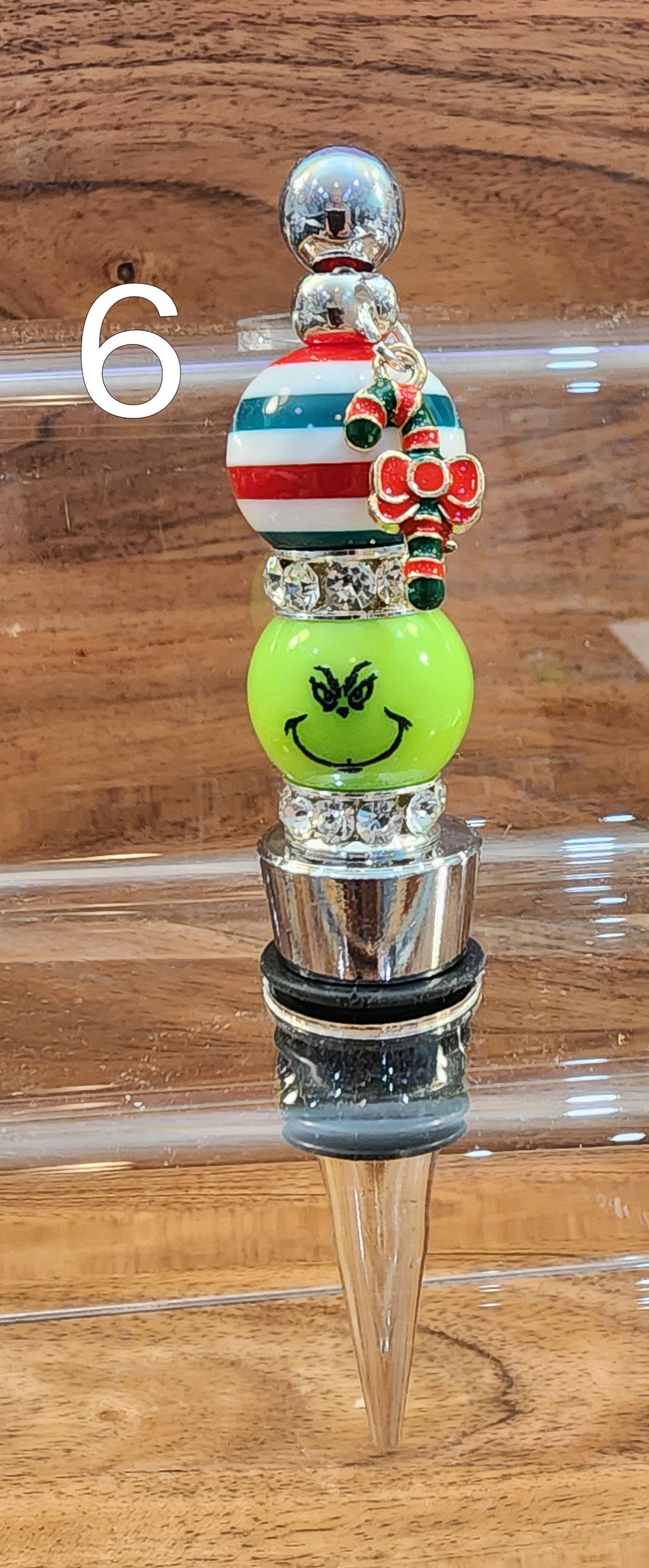 Grinch Christmas Wine Stopper, Snowman, Christmas Tree, Beaded Wine ...