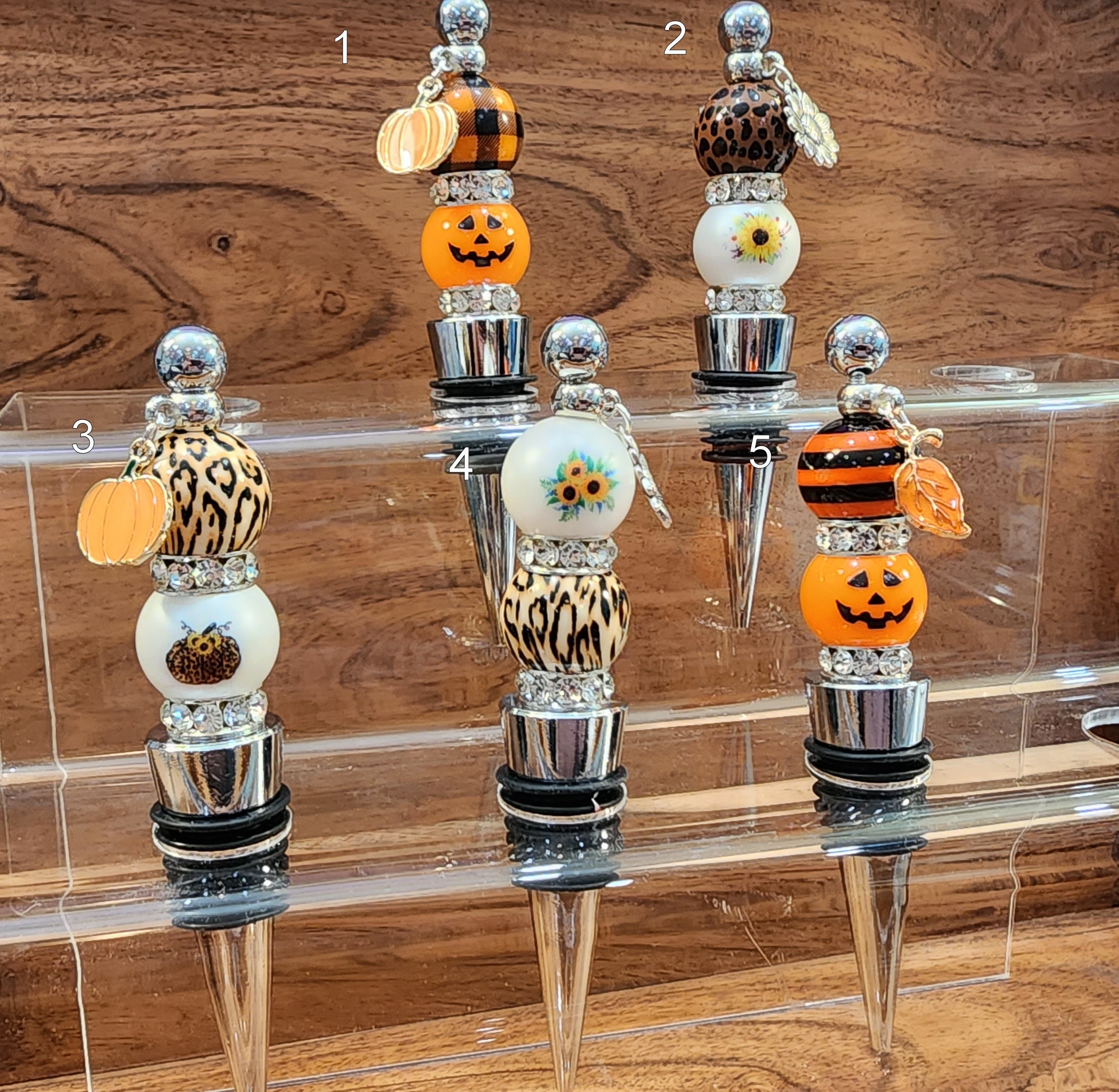 Fall Halloween Wine Stopper, Pumpkin, Jack-o-lantern, Sunflower, Beaded ...