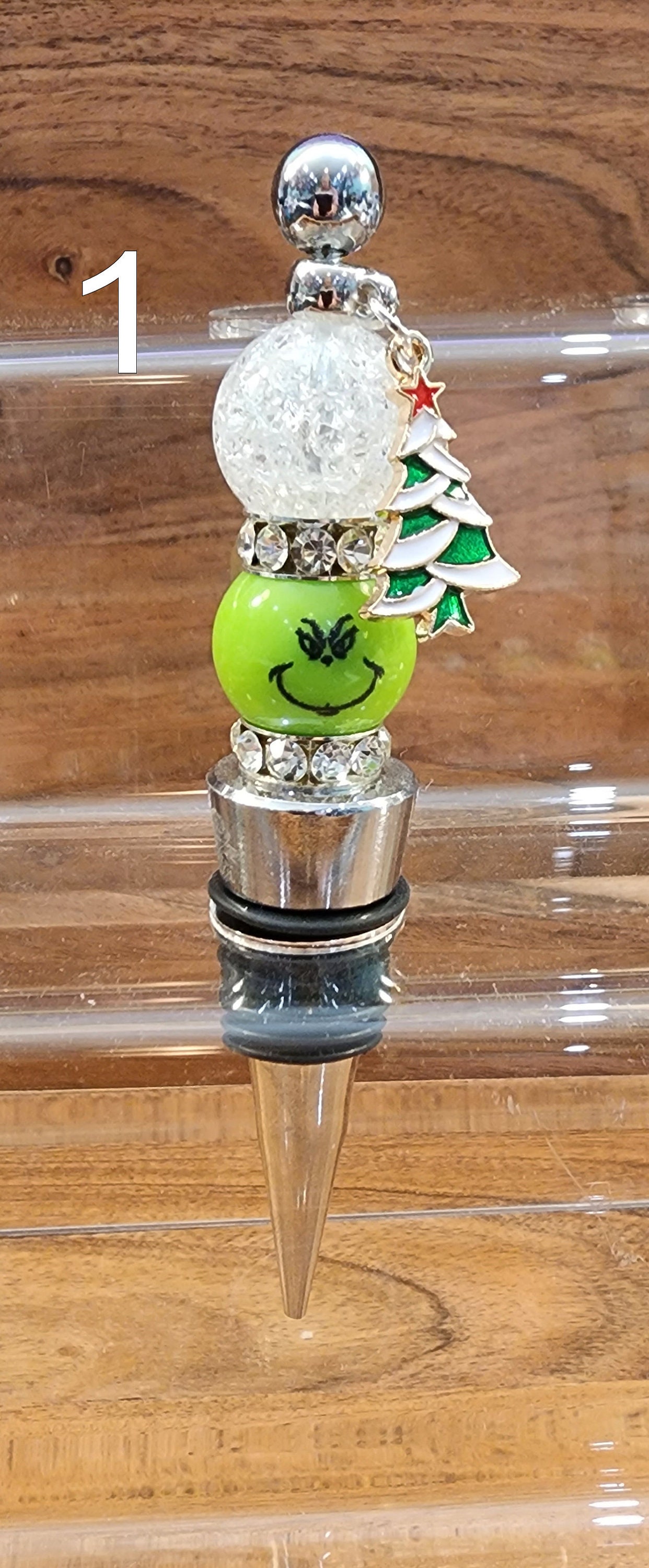 Grinch Christmas Wine Stopper, Snowman, Christmas Tree, Beaded Wine ...