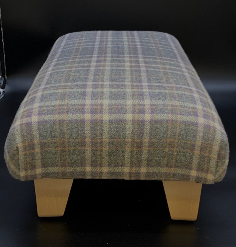 Beautiful Upholstered Large Handmade Footstool in Wool Check - Etsy UK
