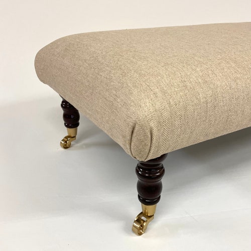 Large Handmade Footstool Beautifully Upholstered in Wool Check - Etsy UK