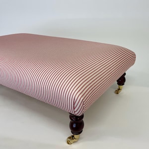Large Upholstered Footstool in Ticking Fabric Coffee Table in Ticking ...