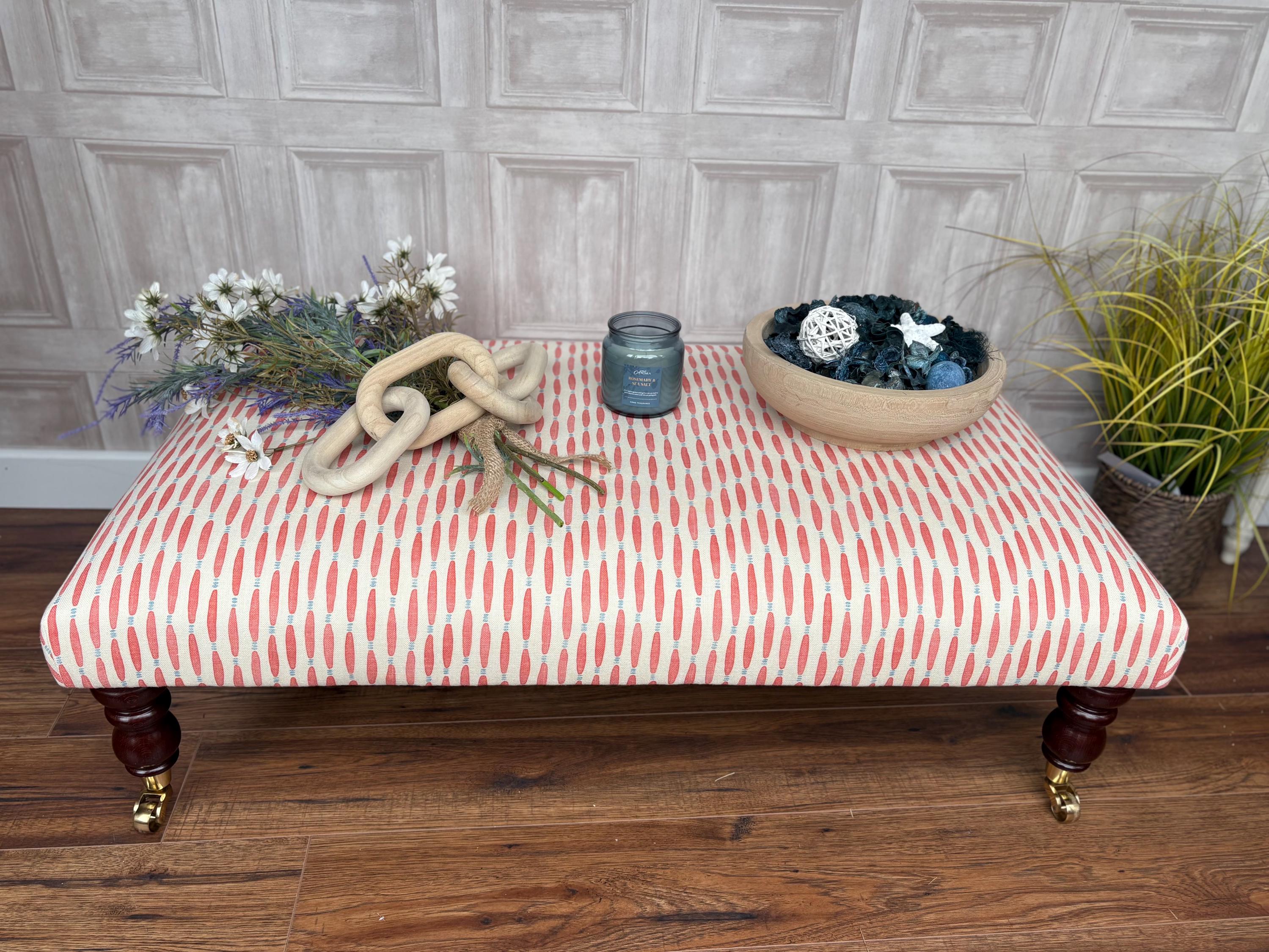 Large Upholstered Footstool in Modern Stripe on Coffee Table Ottoman ...