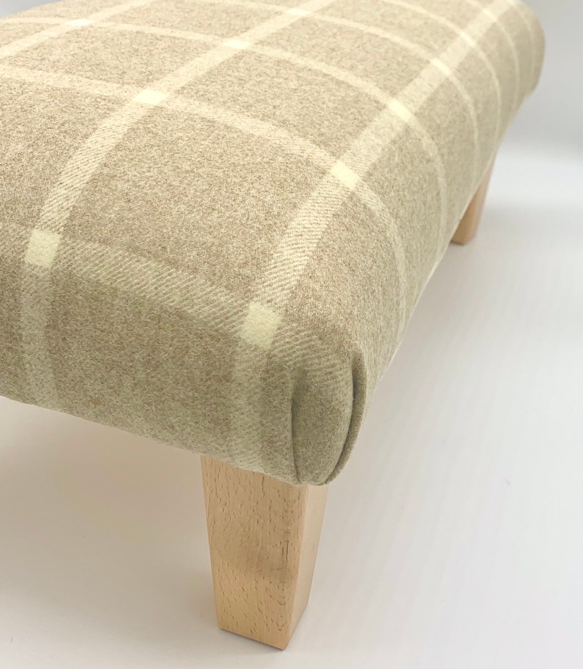 Large handmade footstool beautifully upholstered in wool check | Etsy