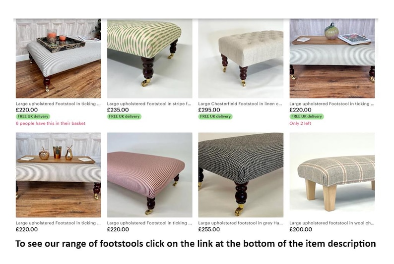 Large Footstool in Your Own Fabric Coffee Table in Your Fabric Large ...