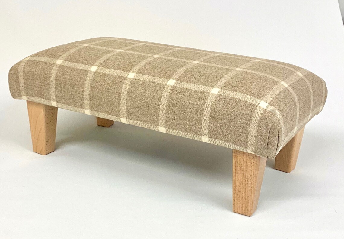 Large Handmade Footstool Beautifully Upholstered in Wool Check - Etsy