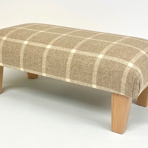 Large Handmade Footstool Beautifully Upholstered in Wool Check Tartan ...