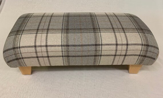 Beautiful upholstered large handmade footstool with wooden | Etsy