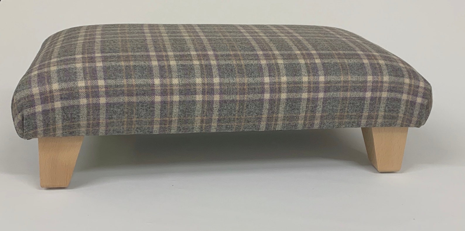 Beautiful Upholstered Large Handmade Footstool in Wool Check - Etsy UK