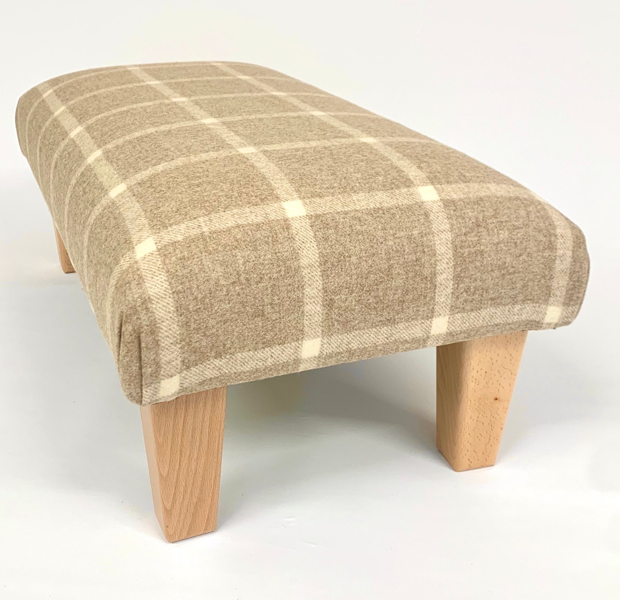Large handmade footstool beautifully upholstered in wool check | Etsy