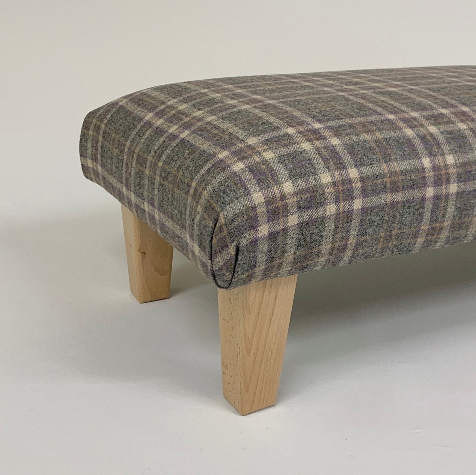 Beautiful Upholstered Large Handmade Footstool in Wool Check - Etsy UK