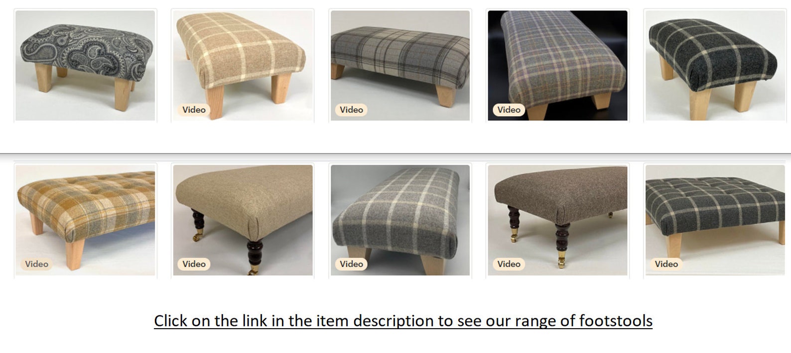 Beautiful Upholstered Large Handmade Footstool in Wool Check - Etsy UK