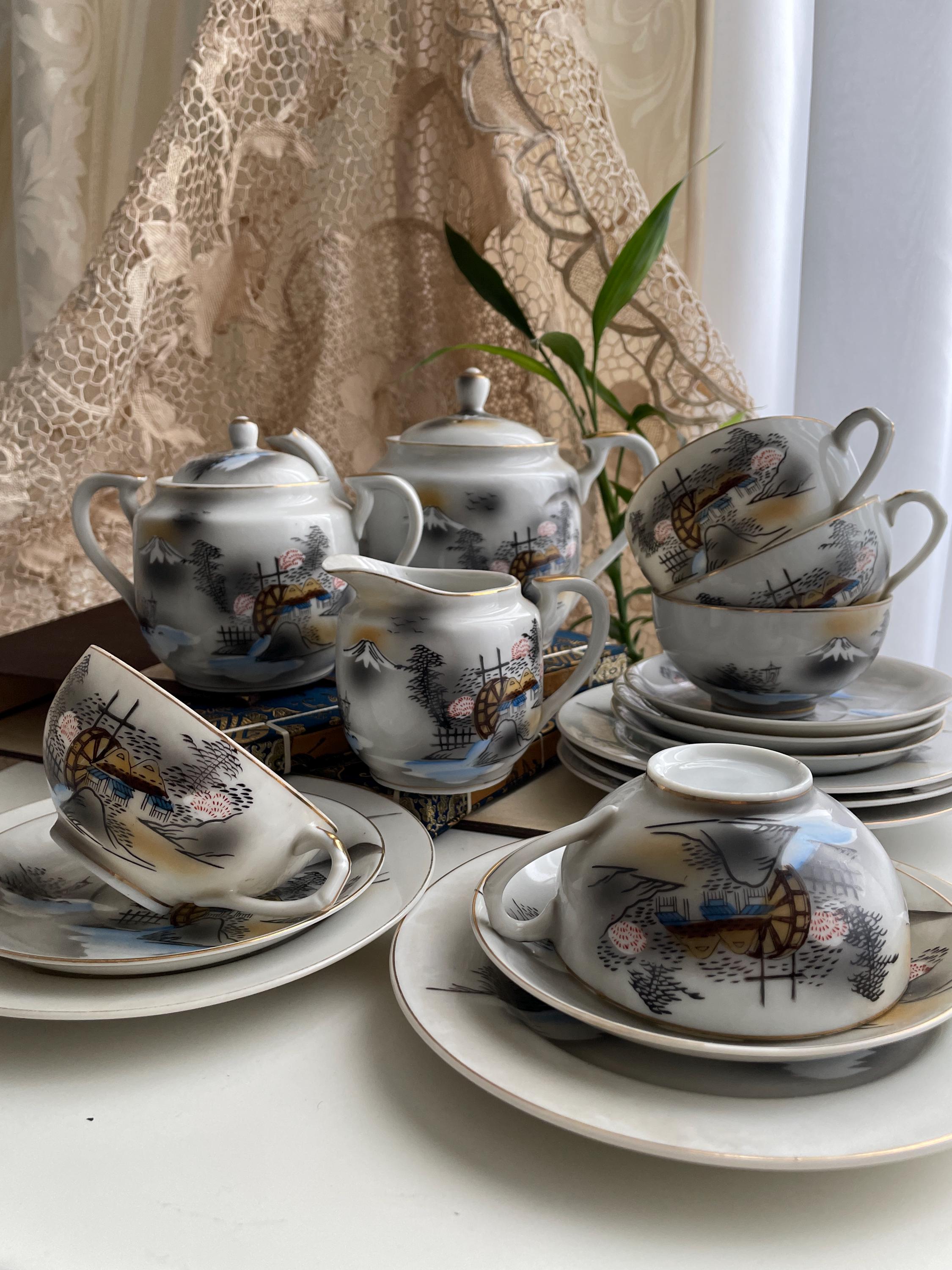 Vintage Japanese Tea Tea Service Set Teapot Geisha Girl Lithophane Tea ...