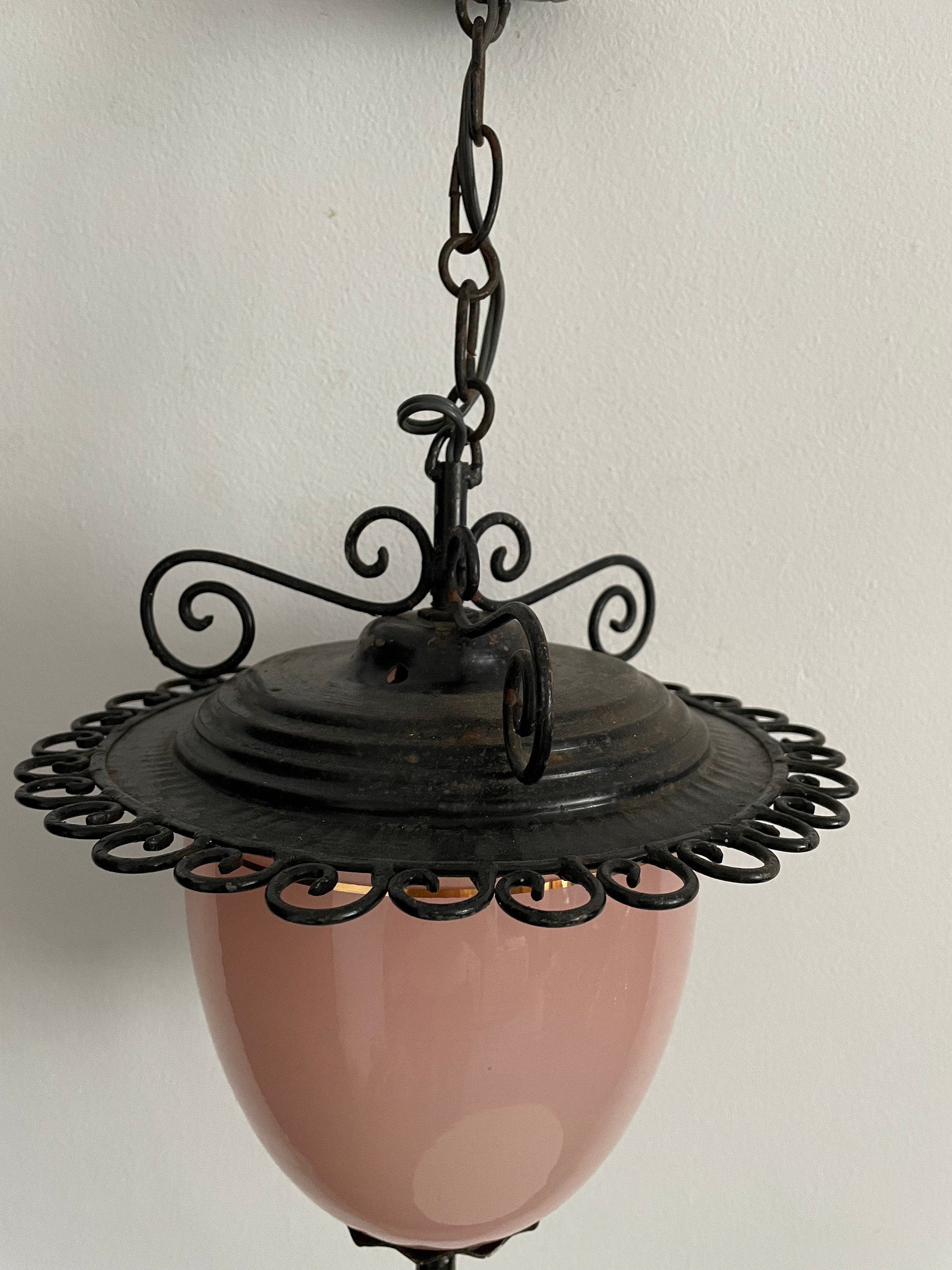 Art Deco Pink Glass Ceiling Light . - Etsy