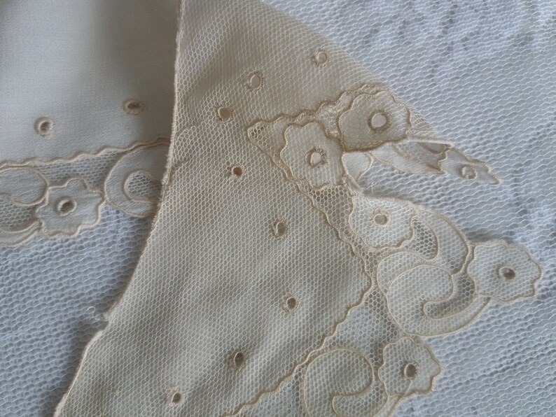 Antique Embroidered Silk & Tulle Collar | Reversible French Handmade ...