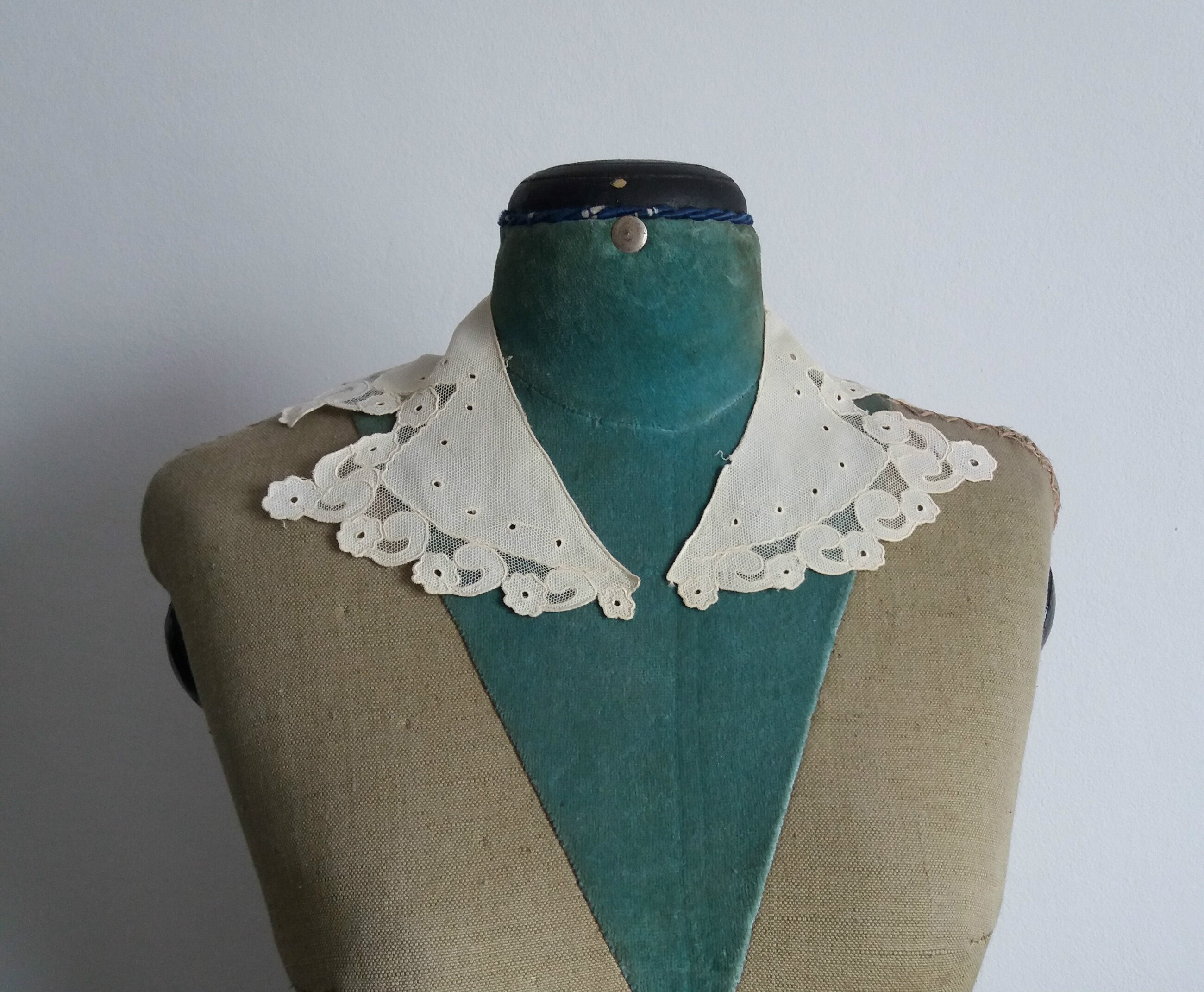 Antique Embroidered Silk & Tulle Collar | Reversible French Handmade ...