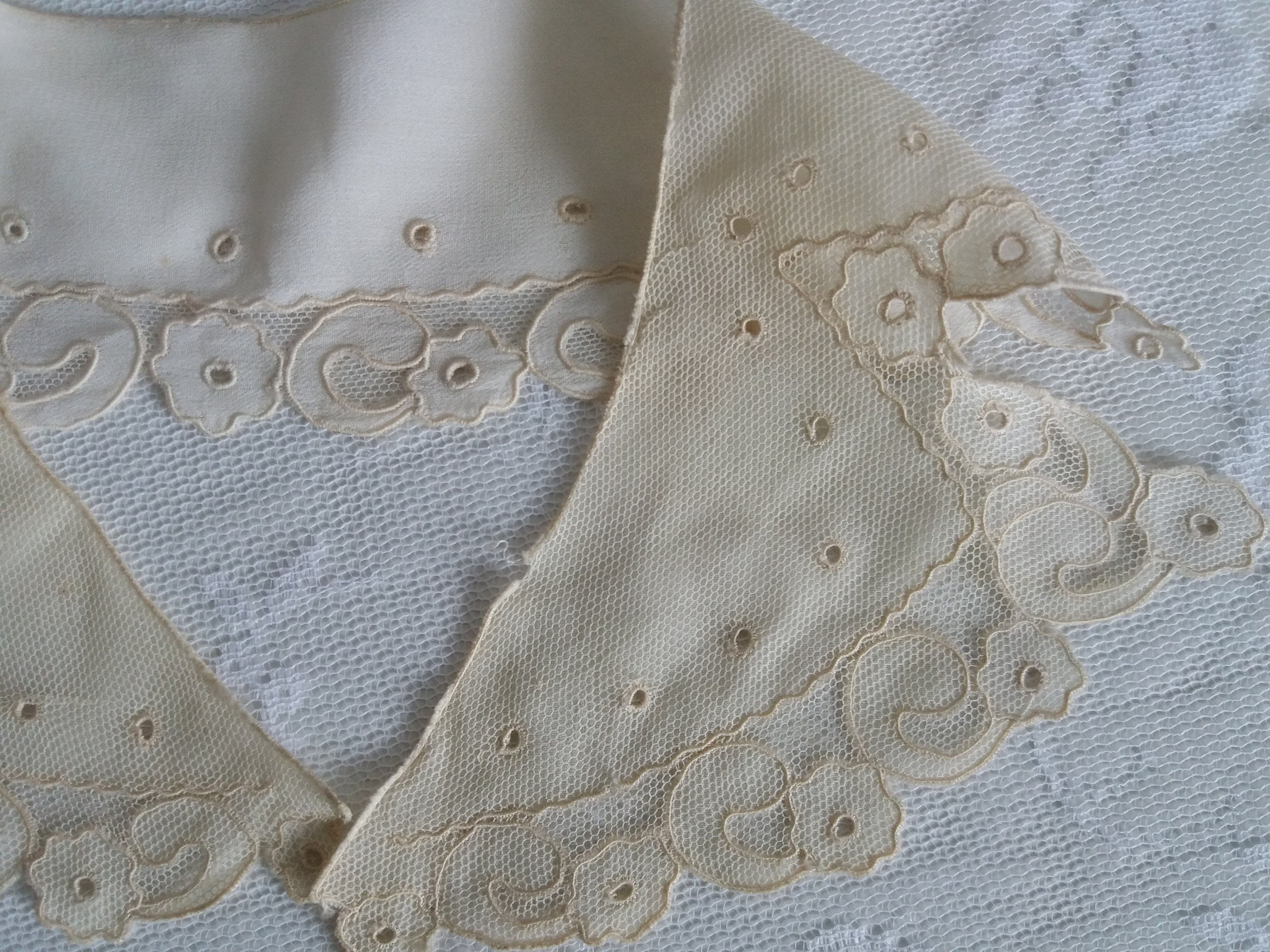 Antique Embroidered Silk & Tulle Collar | Reversible French Handmade ...