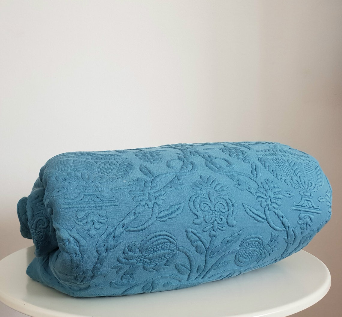 Vintage 1930s French Coverlet Yellow French Pique Bedcover & Blue ...