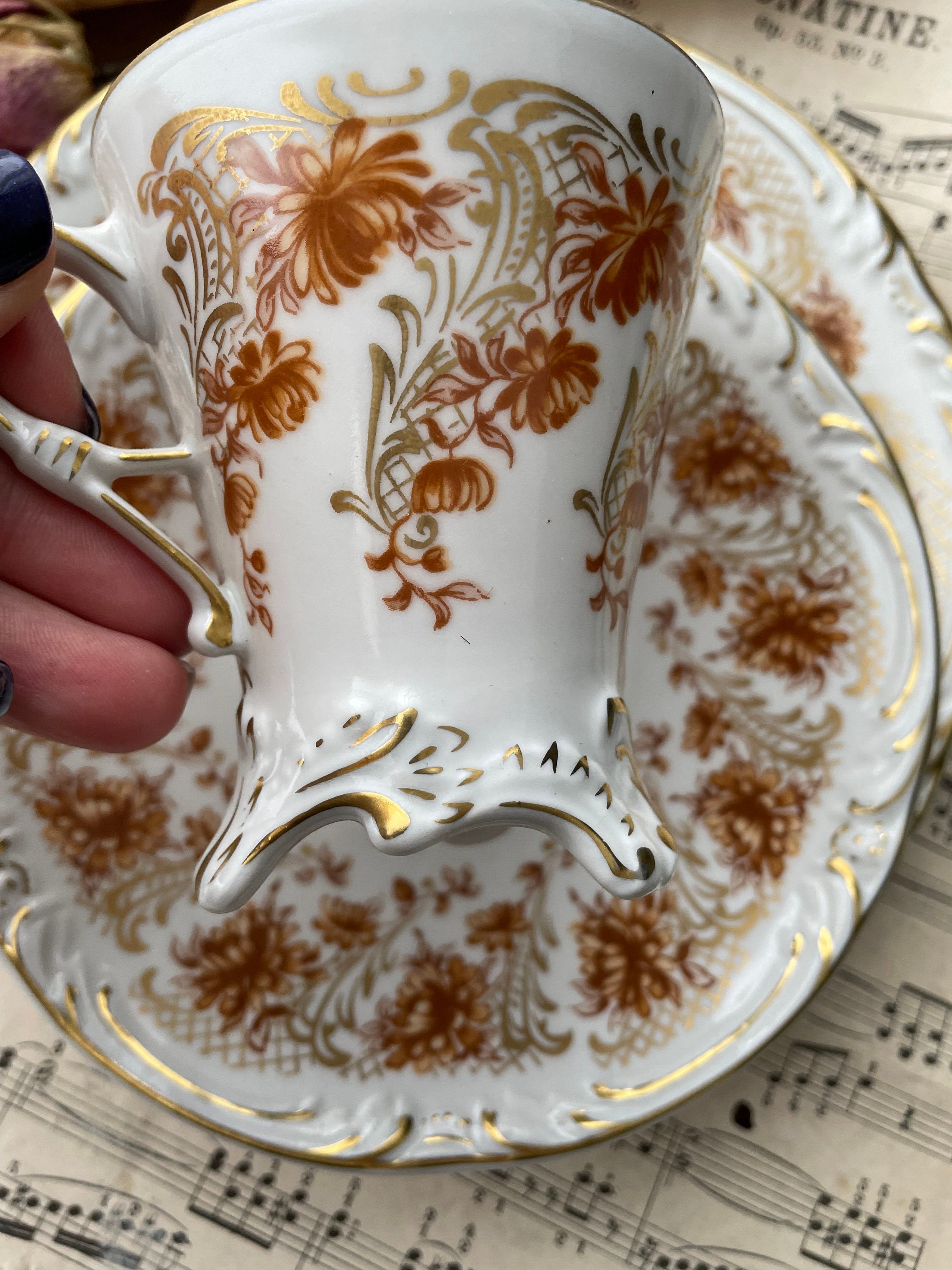 Vintage Tea Cup and Saucer Porcelain Tea Cup Trio Set From Germany - Etsy