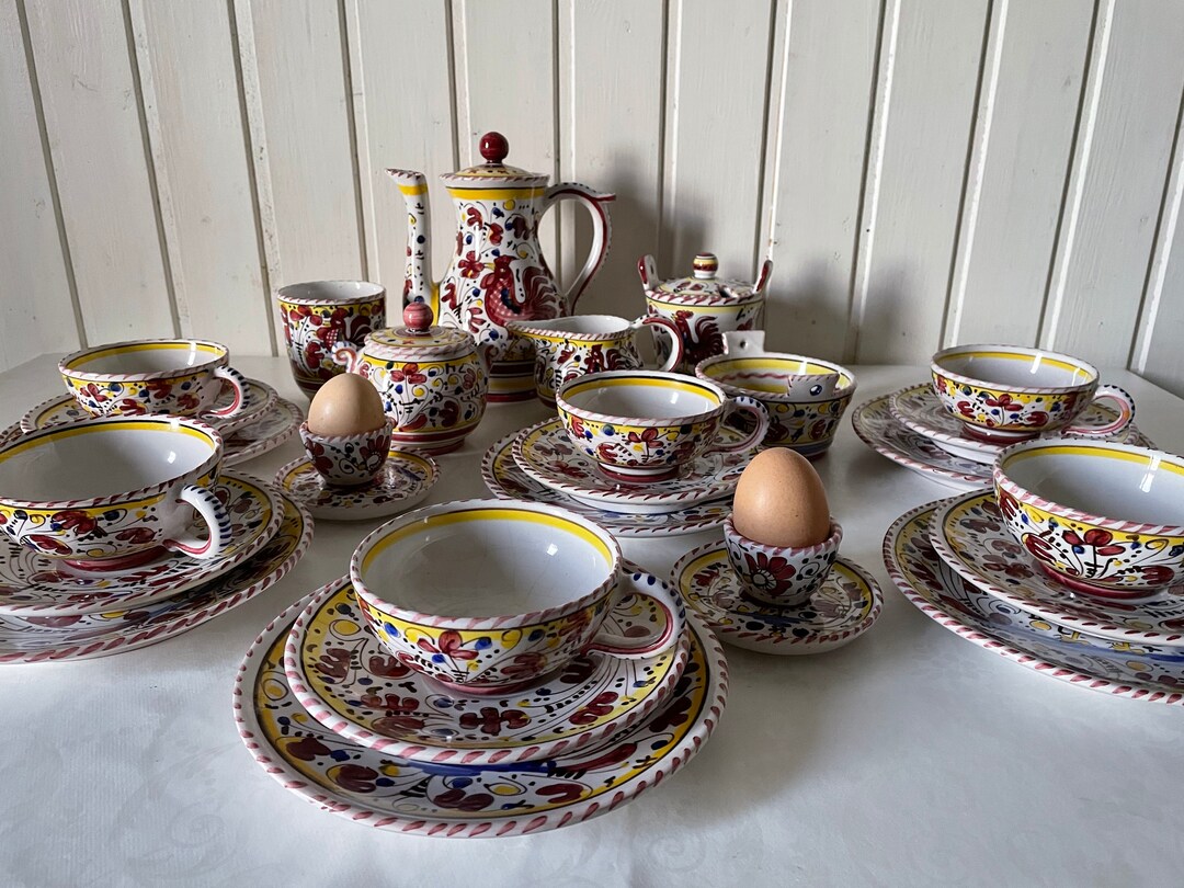 Vintage Coffee Set | Hand Painted Coffee Set for Six / Breakfast Set - Etsy
